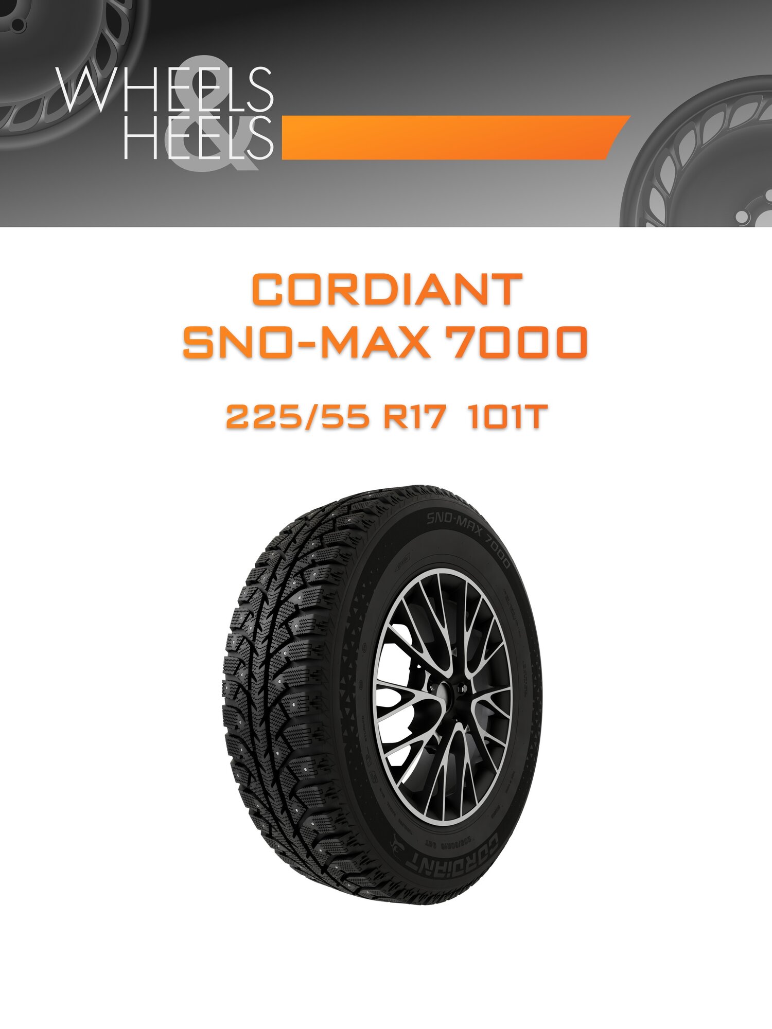 Шина автомобильная CORDIANT SNO-MAX 7000 225/55 R17 101T XL WINTER Ш, зимняя, универсальная