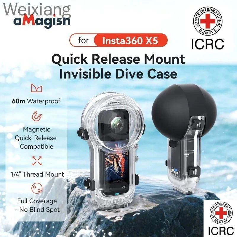 AMagisn 60 м/197 футов водонепроницаемый корпус для Insta360 X5, противотуманный подводный чехол, невидимый водонепроницаемый корпус для Insta 360 X5 Аксессуары