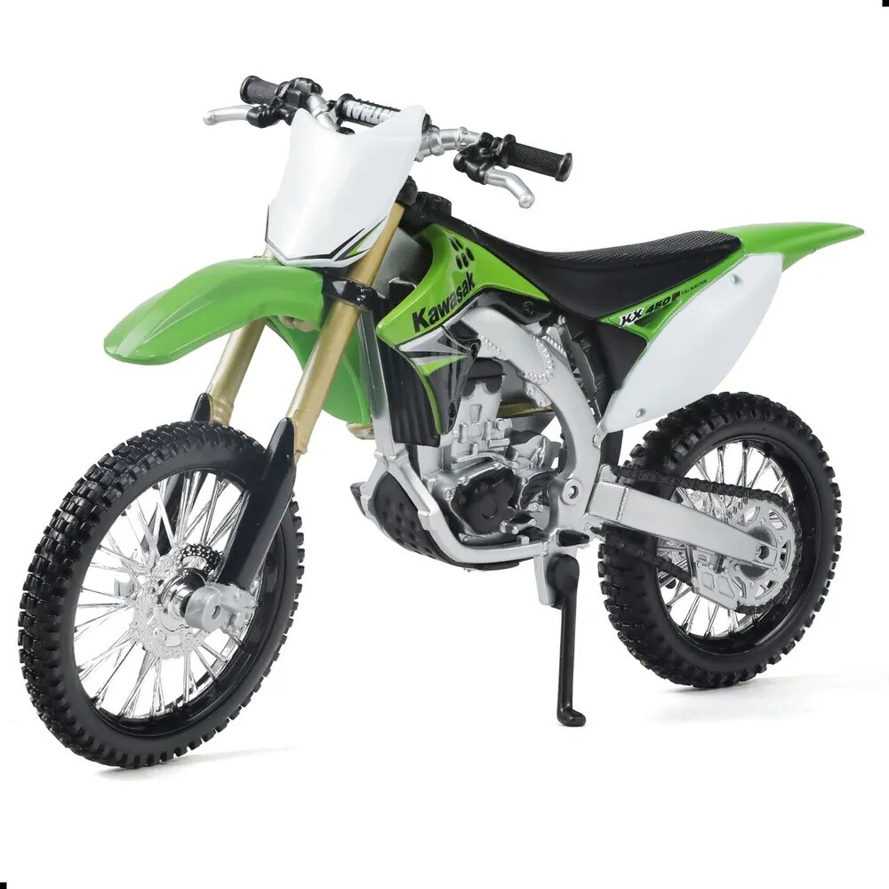 Игрушечный мотоцикл Kawasaki KX450F, масштаб 1:12, зеленый, модель для детей от 8 лет