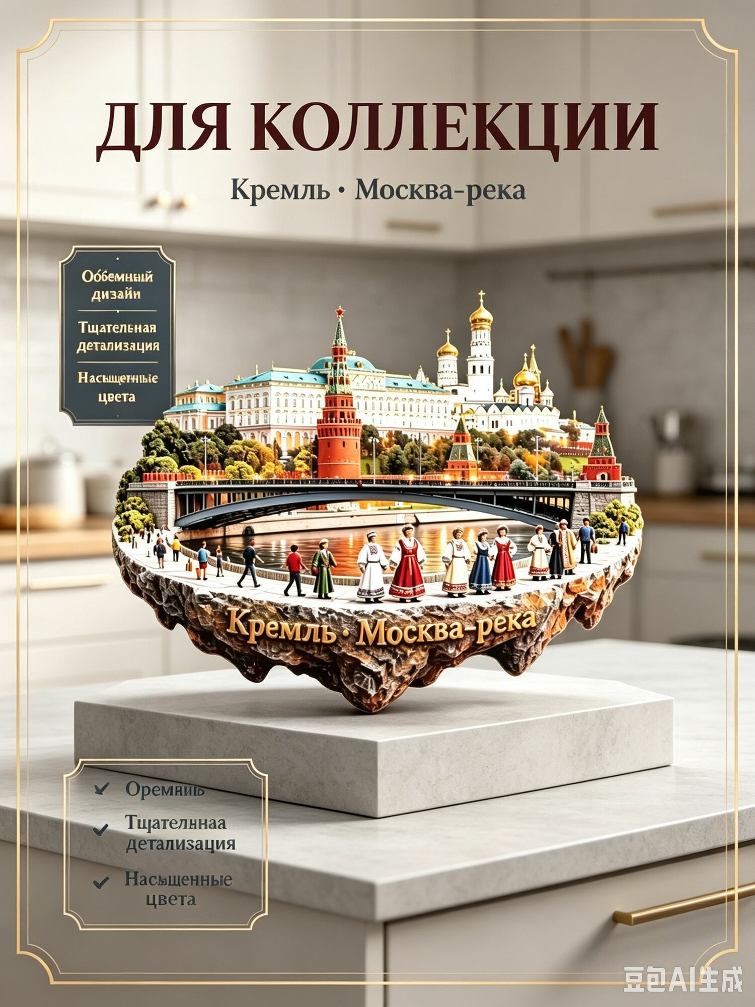 Магнит на холодильник Пейзажи Красной площади, Кремля, Москвы-реки