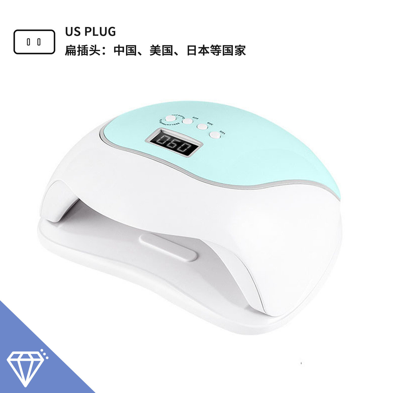 BQ-V5 120Вт лампа для сушки ногтей с 36 светодиодами, быстрая сушка, зеленый цвет, стандарт США для салонов