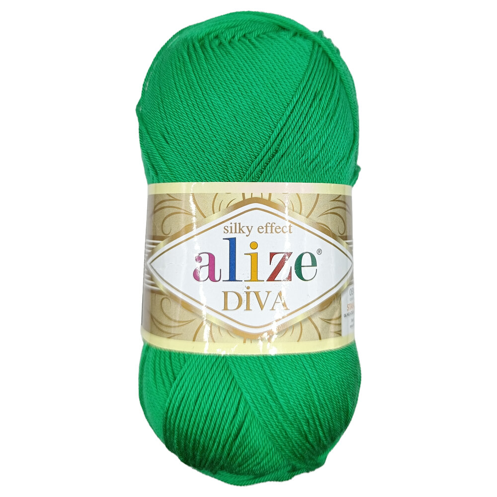 Пряжа для вязания Alize Diva 123 яркая трава. 100 гр/350 м 100% микрофибра