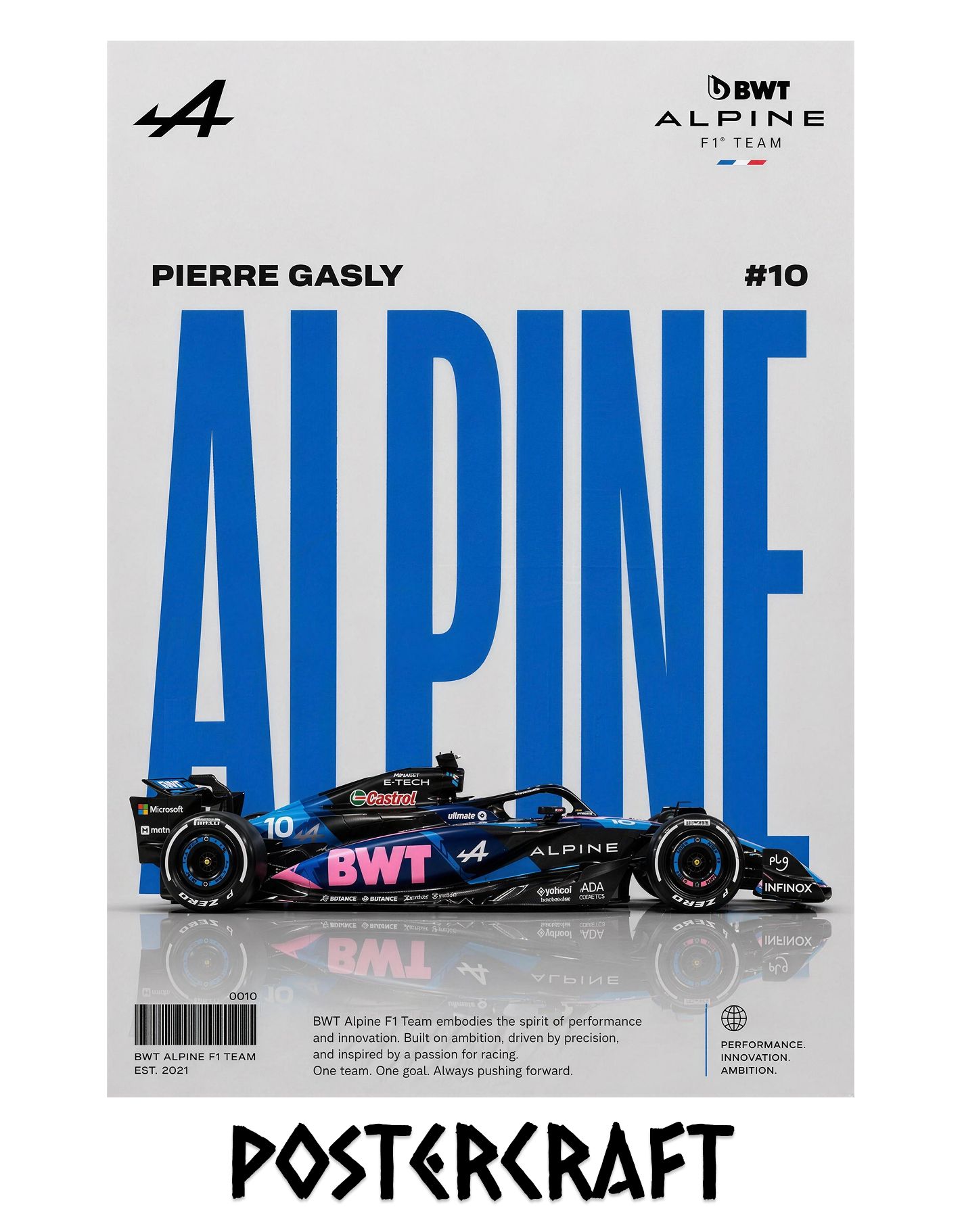 Постер Формула 1 "Болид Пьера Гасли" (Pierre Gasly, F1 Гонки), А3, глянц 42х29.7см