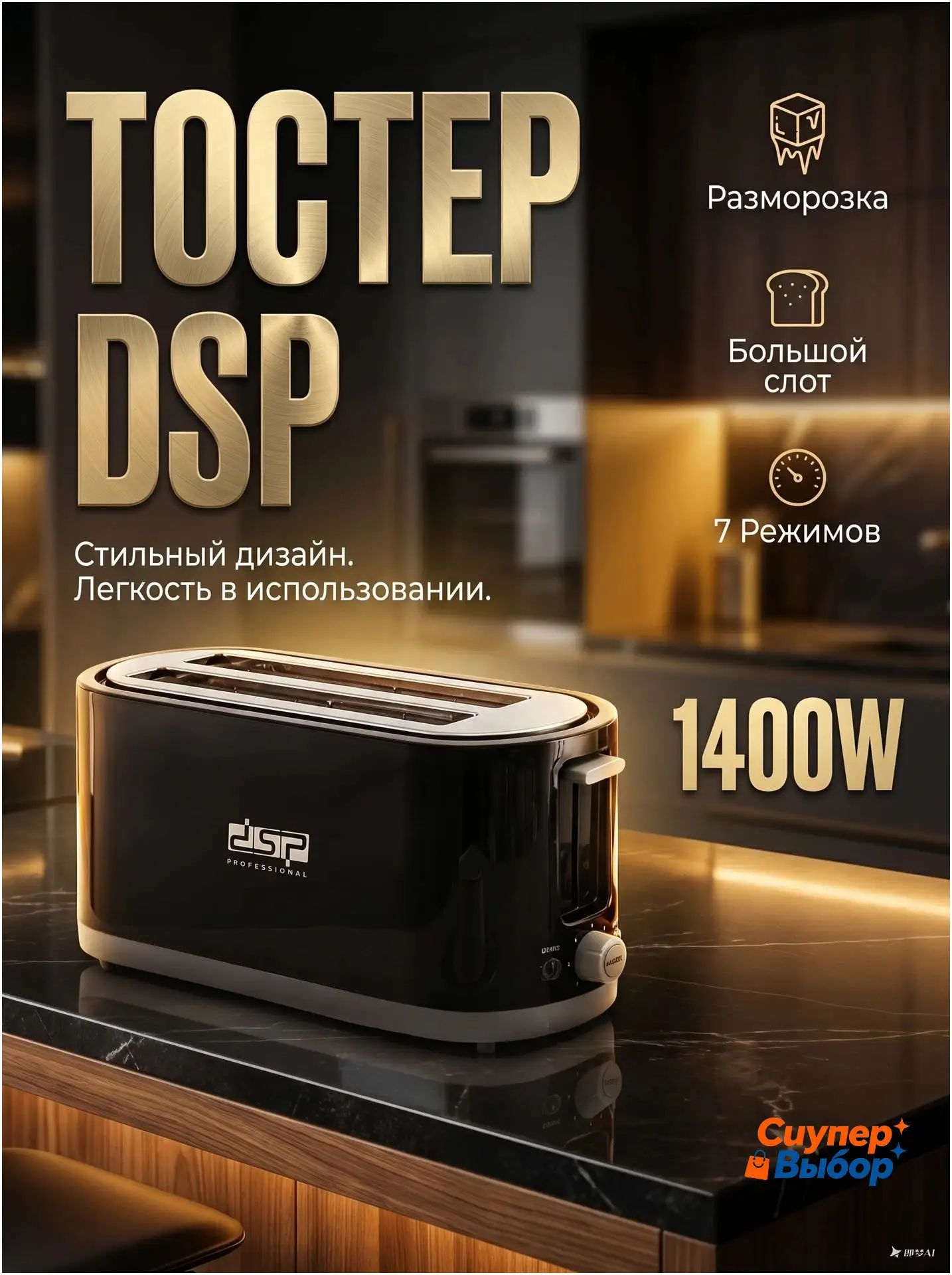 Тостер KC2046, черный