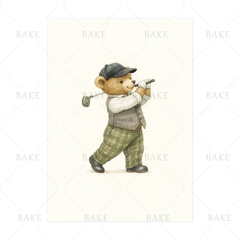 Винтажные постеры для гольфа Sage Green Boyhood Sport Theme Бежевый, 3, 30x40cm No Frame