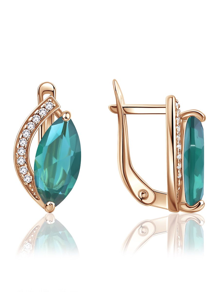 Серьги Lamponi, серебро, 925 проба, фианит, агат синтетический