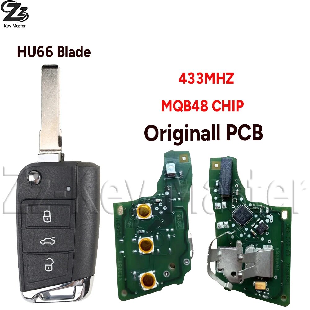 Оригинальный PCB-чип Zz 434 МГц MQB48CHIP 5G0959752BA/753BA, несмарт-карта, дистанционный Key hu66 2