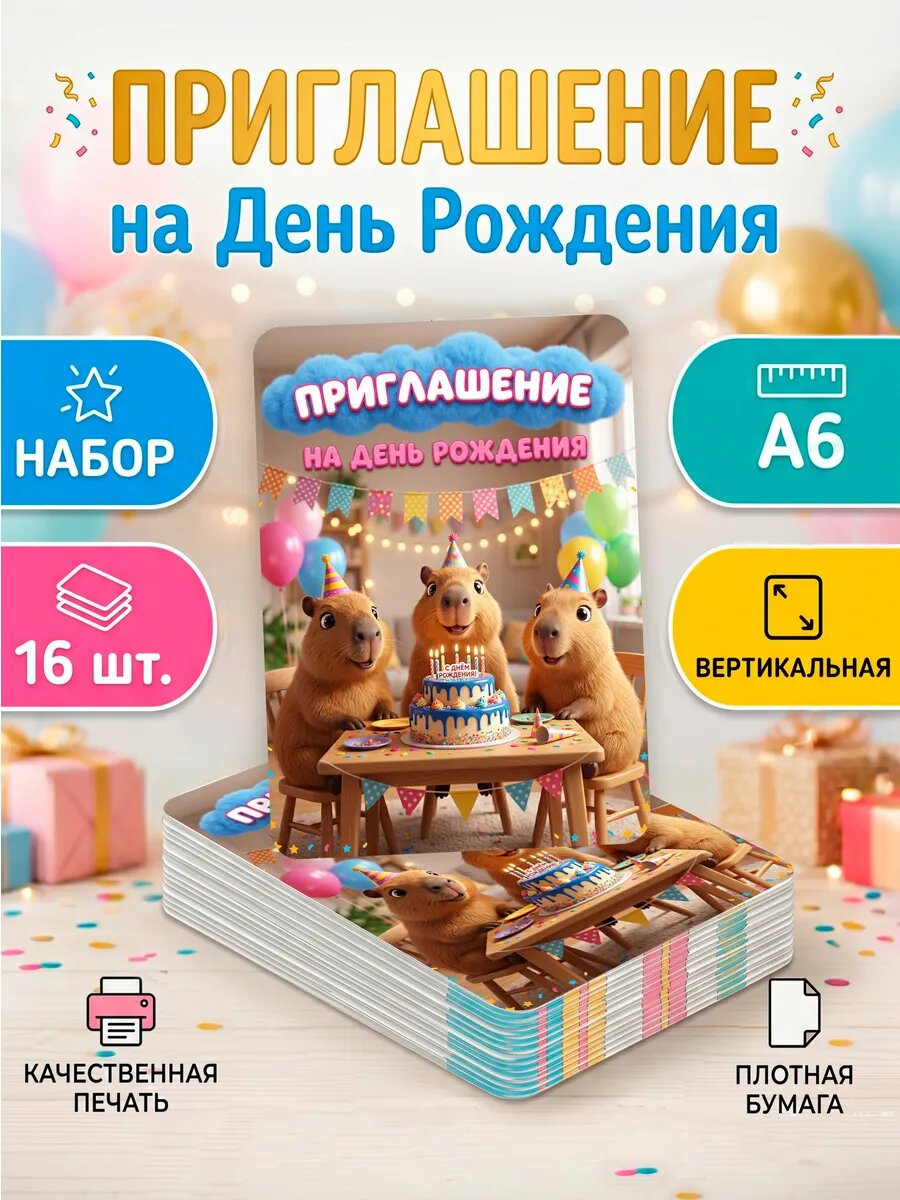 Пригласительные на день рождения капибара