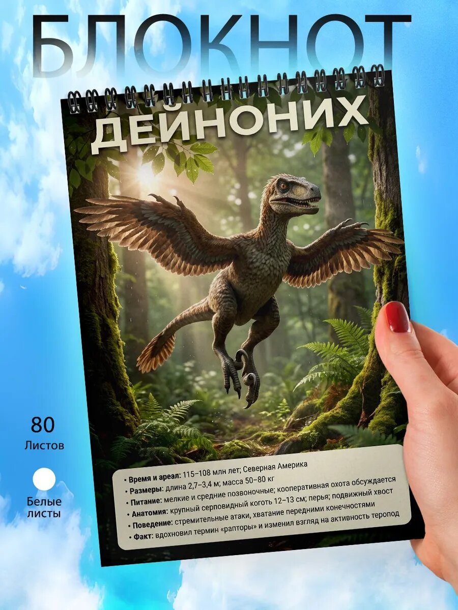 Блокнот А6 - Динозавр - Дейноних