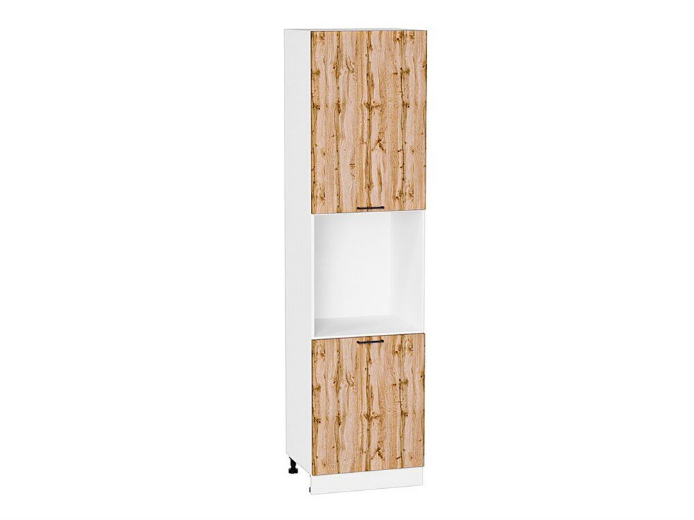 VVT Шкаф пенал с 2-мя дверцами под технику Флэт Белый, Wotan Oak 2S, 2340 В*Ш*Г 2336*600*574, фасад ЛДСП Wotan Oak 2S, корпус Белый Wotan Oak 2S