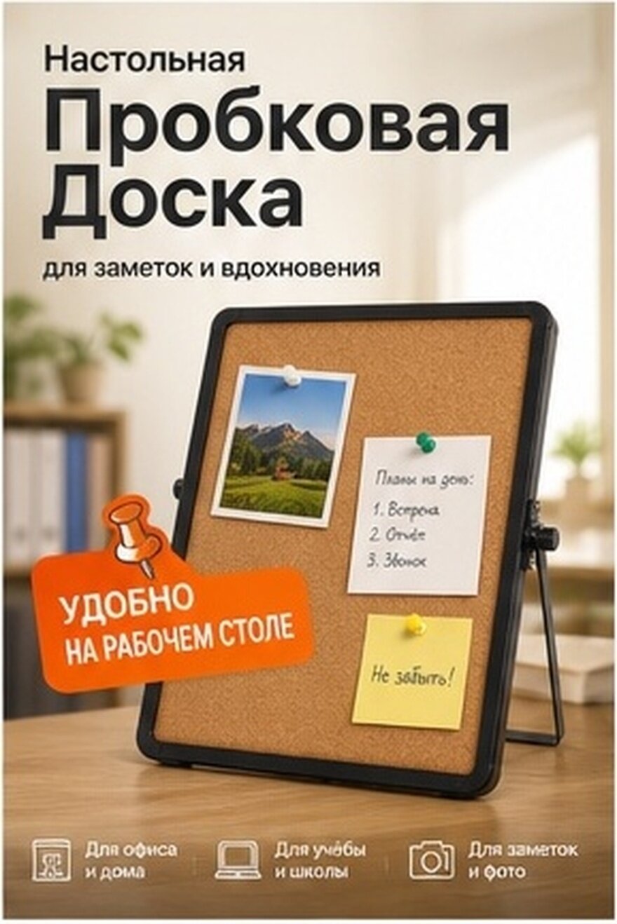 Доска Объявлений Из Пробки Для Рабочего Стола Офисная Декоративная Пробковая Доска 31.00X23.00X1.00Cm