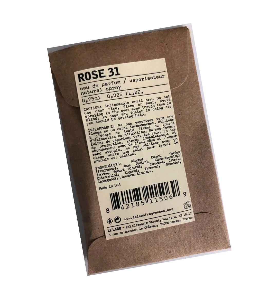 Парфюмерная вода Le Labo Rose 31 пробник 0.75 / Сэмпл Ле Лабо Роза 31