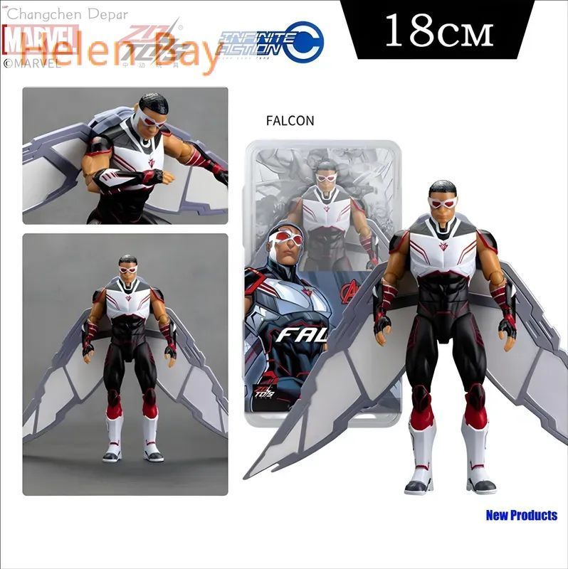 Эксклюзивная лицензионная коллекционная фигурка ZD TOYS Marvel 18 см, представляющая Сокола из Мстителей Капитана Америки, наделена подвижным ко