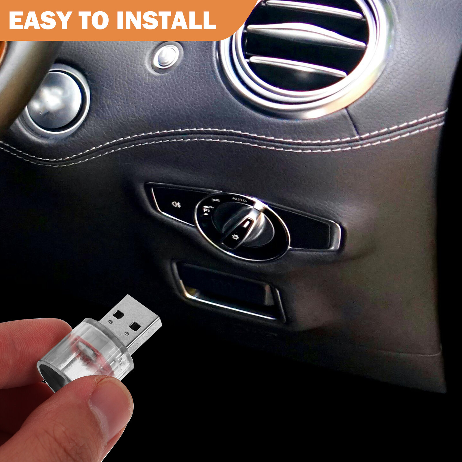 Автомобильная Атмосферная Подсветка Мини Usb Светодиодный Ночной Фонарь 3.00X1.70X1.70Cm