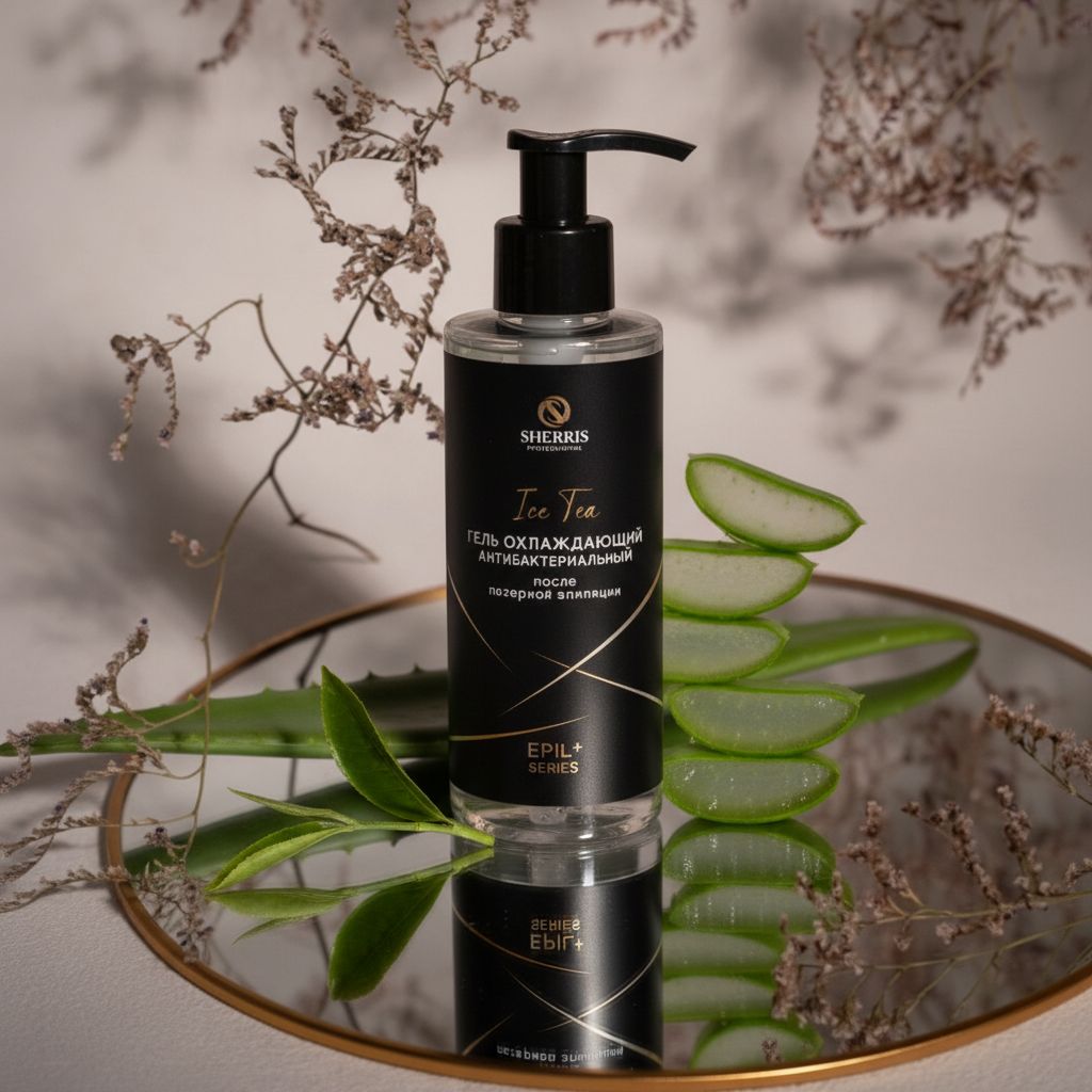 Гель Sherris Professional охлаждающий антибактериальный Ice Tea, Линейка Epil+ Алоэ и зеленый чай, 150 мл