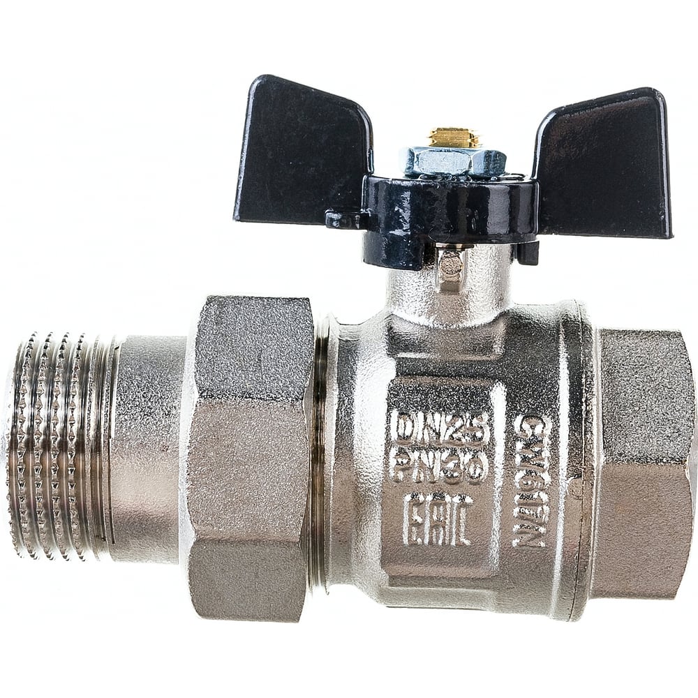 Кран Американка Н/В Ду-25 /1" бабочка черная Bugatti NEW JERSEY 9220006