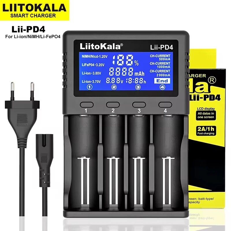 LiitoKala Lii-PD4 Зарядное устройство для аккумуляторов EU, Lii-PD4 AC line