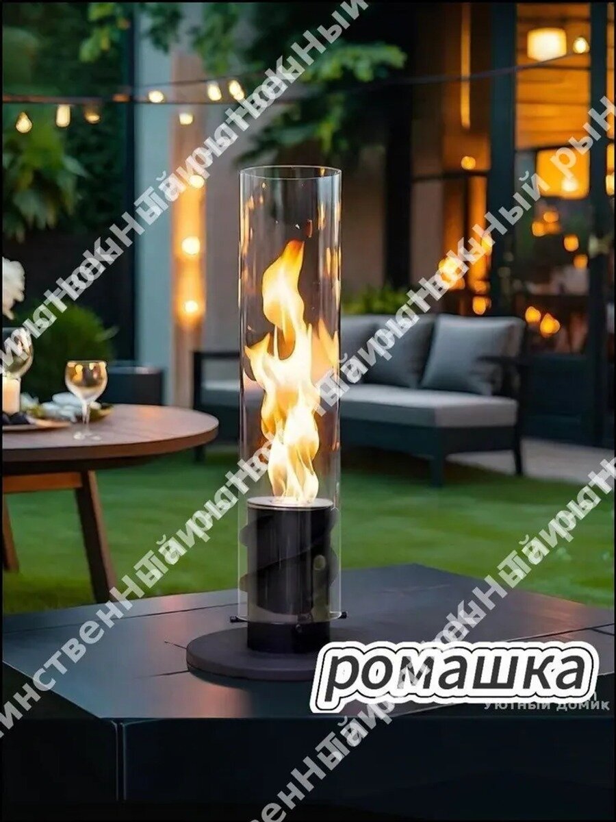 Биокамин черный и белый, диаметр дымохода 100 мм, объем топки 0.16 л, вес 1500