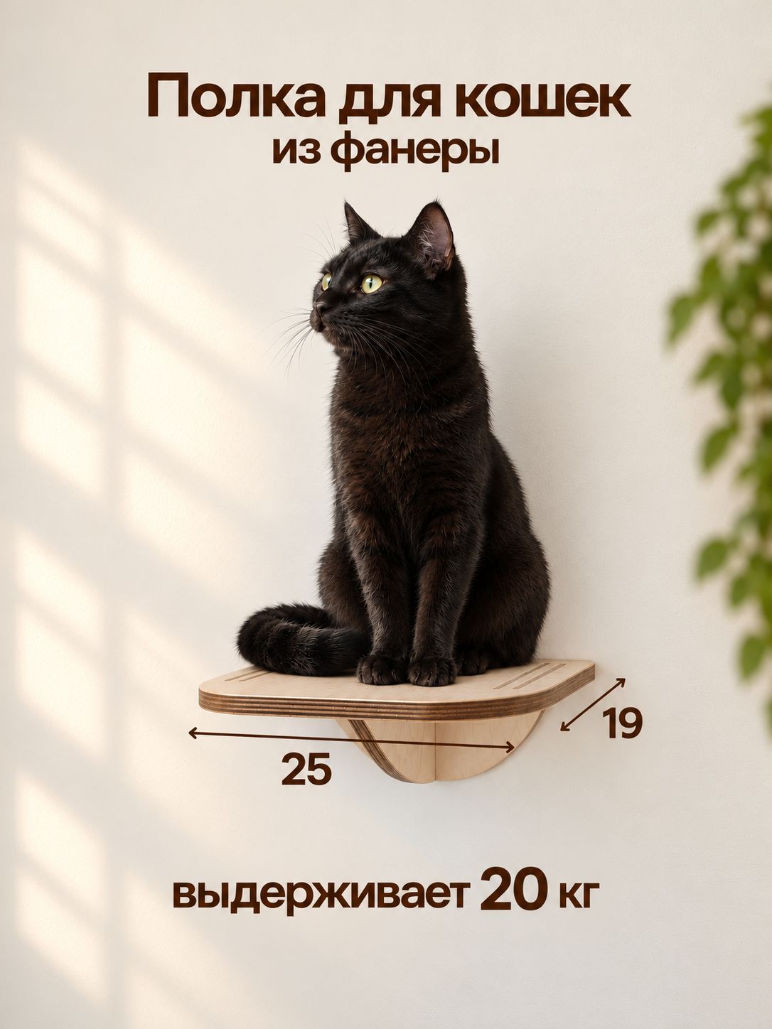 Полка для кошек настенная ступенька лесенка 25*19 см
