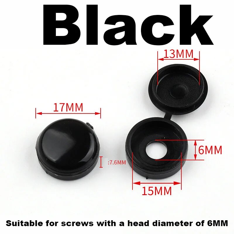 Пластиковые откидные колпачки для винтов M5 Черный, Black