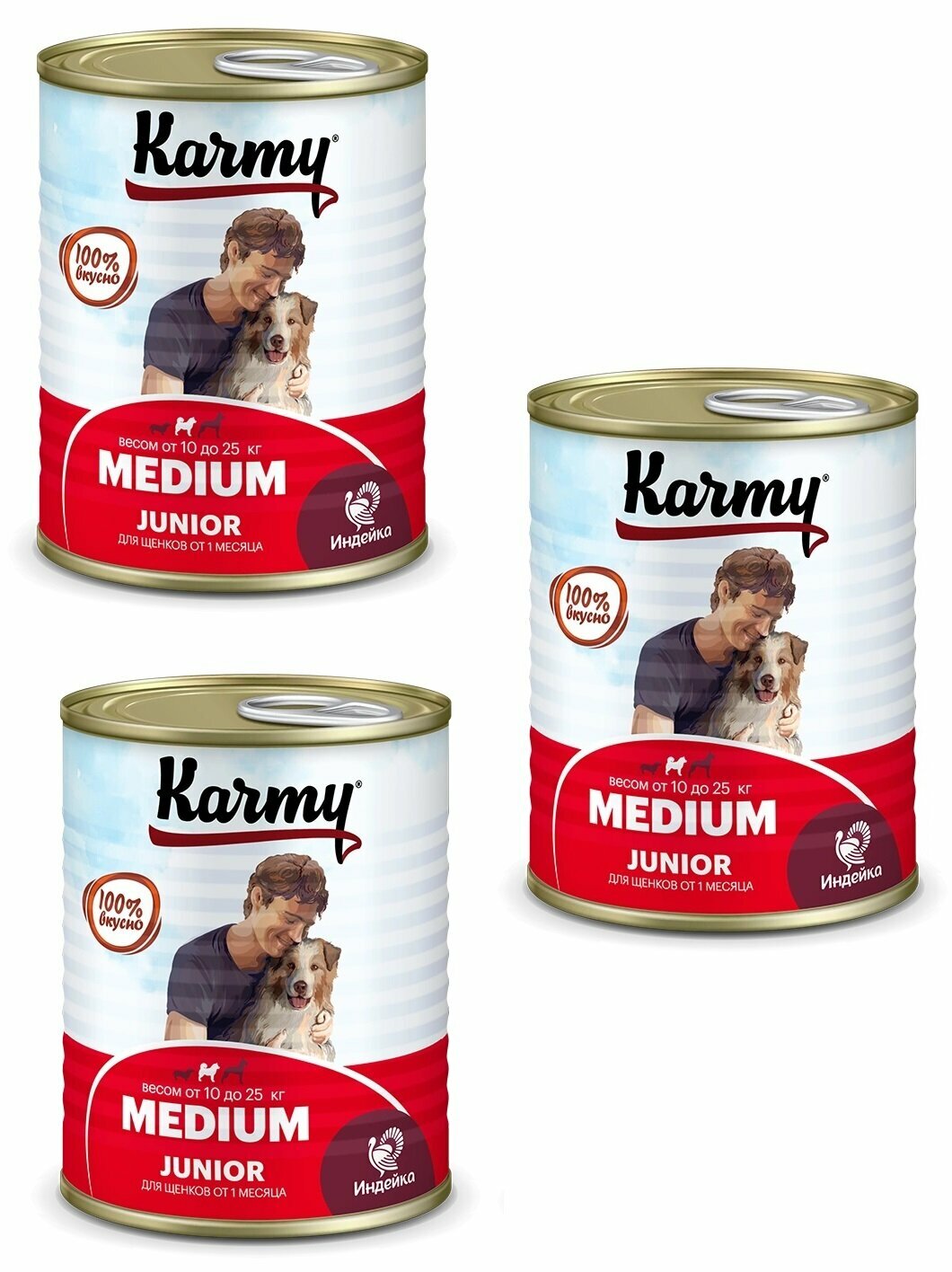 Консервы Карми для щенков Medium Junior средних пород Индейка 340г 3шт