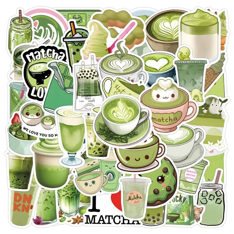 Kawaii зеленые ПВХ стикеры для скрапбукинга 55PCS