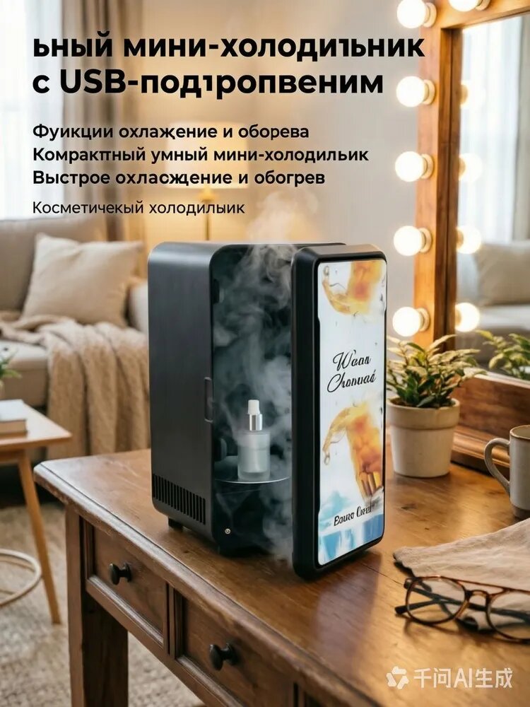 Портативный мини-холодильник 9V 2A, с USB, охлаждение и нагрев, для косметики и напитков