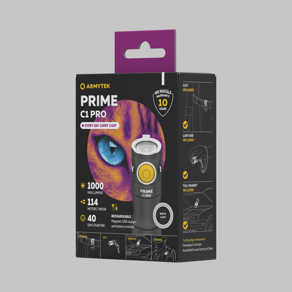Armytek Prime C1 Pro Магнитные USB-фонарики теплого/белого цвета