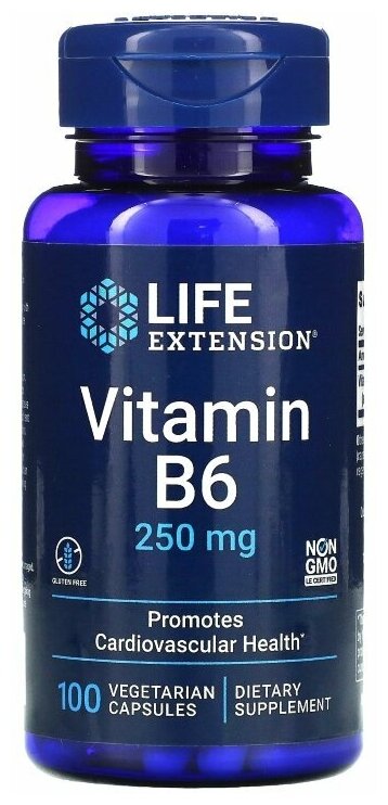 Life Extension Vitamin B6 250 mg 100 caps / Лайф Экстэншн Витамин В6 250 мг 100 капс