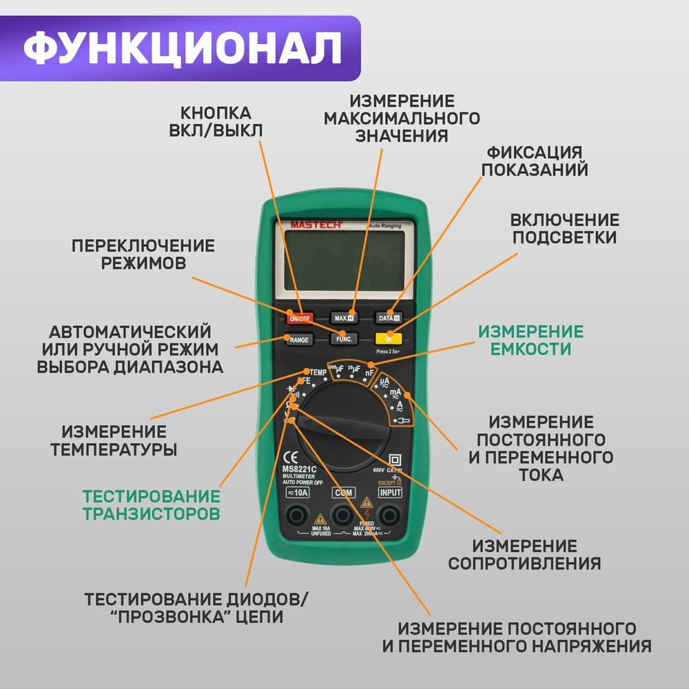 Универсальный мультиметр MASTECH MS8221C M136 — фото 1