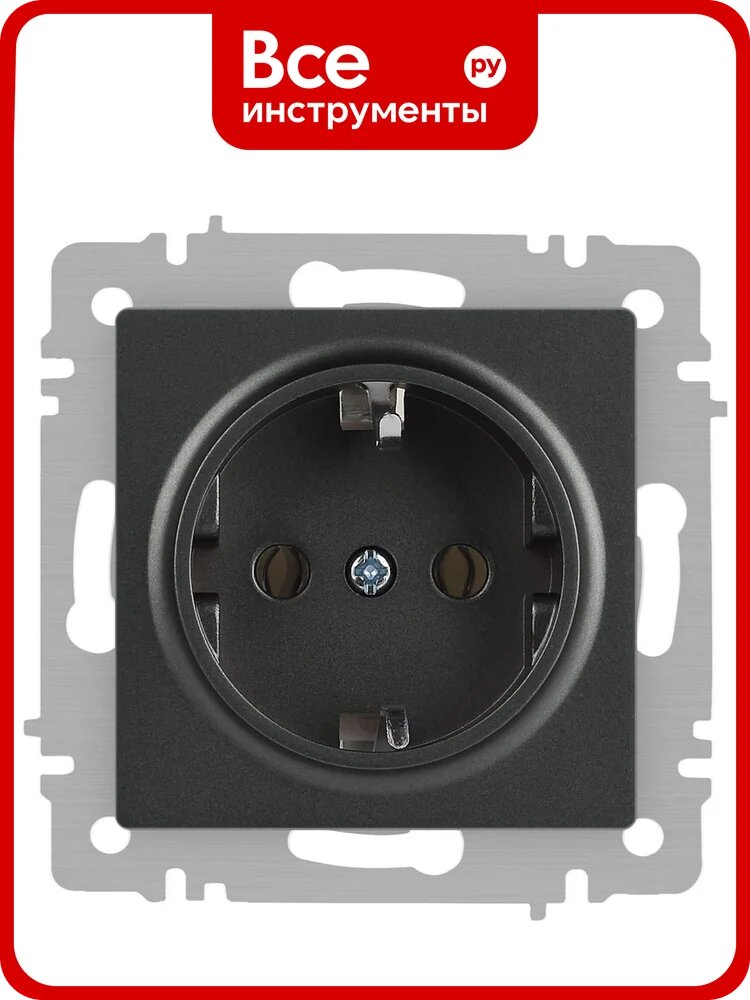 Розетка Intro Accent 620207 2PE Schuko, 16А250В, IP20, скрытой установки, графит Б0063697