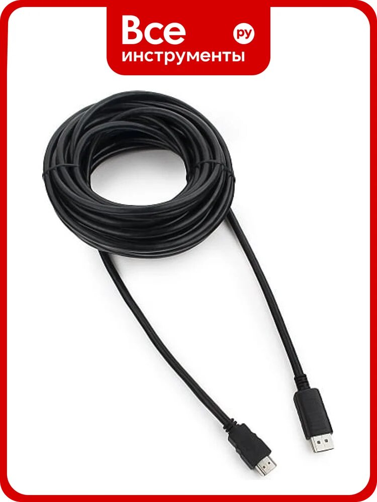 Кабель HDMI-DisplayPort Cablexpert, 10м, 20M/19M, черный, экранированный, пакет,