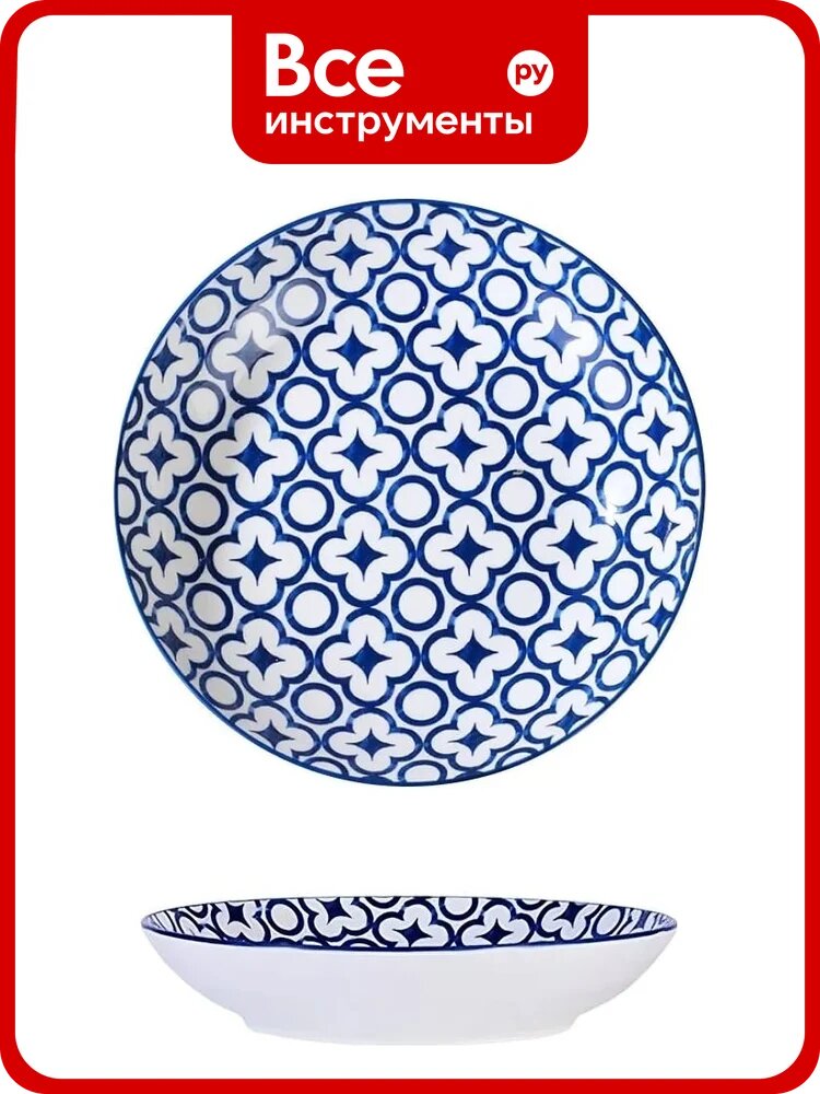 Тарелка Homium Kitchen Japanese Collection, Очарование, диаметр 20 см, синий/белый plategzhel05