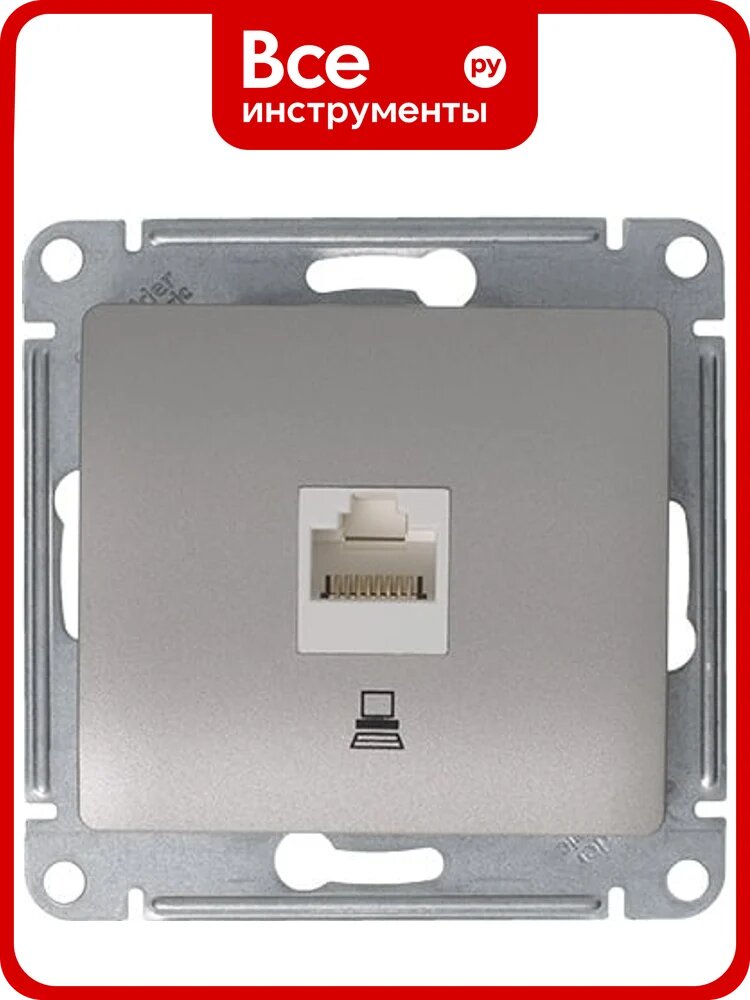1-местный механизм компьютерной розетки Systeme Electric Glossa RJ45 категории 5е платина