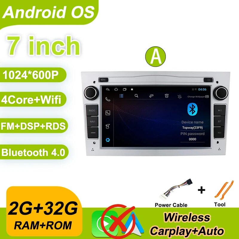 Для Opel Corsa C D Vivaro Astra H J Vectra Antara Zafira Meriva: Автомагнитола Android Auto с экраном, 8-ядерным процессором, 5G Wi-Fi, навигацией GPS, RDS