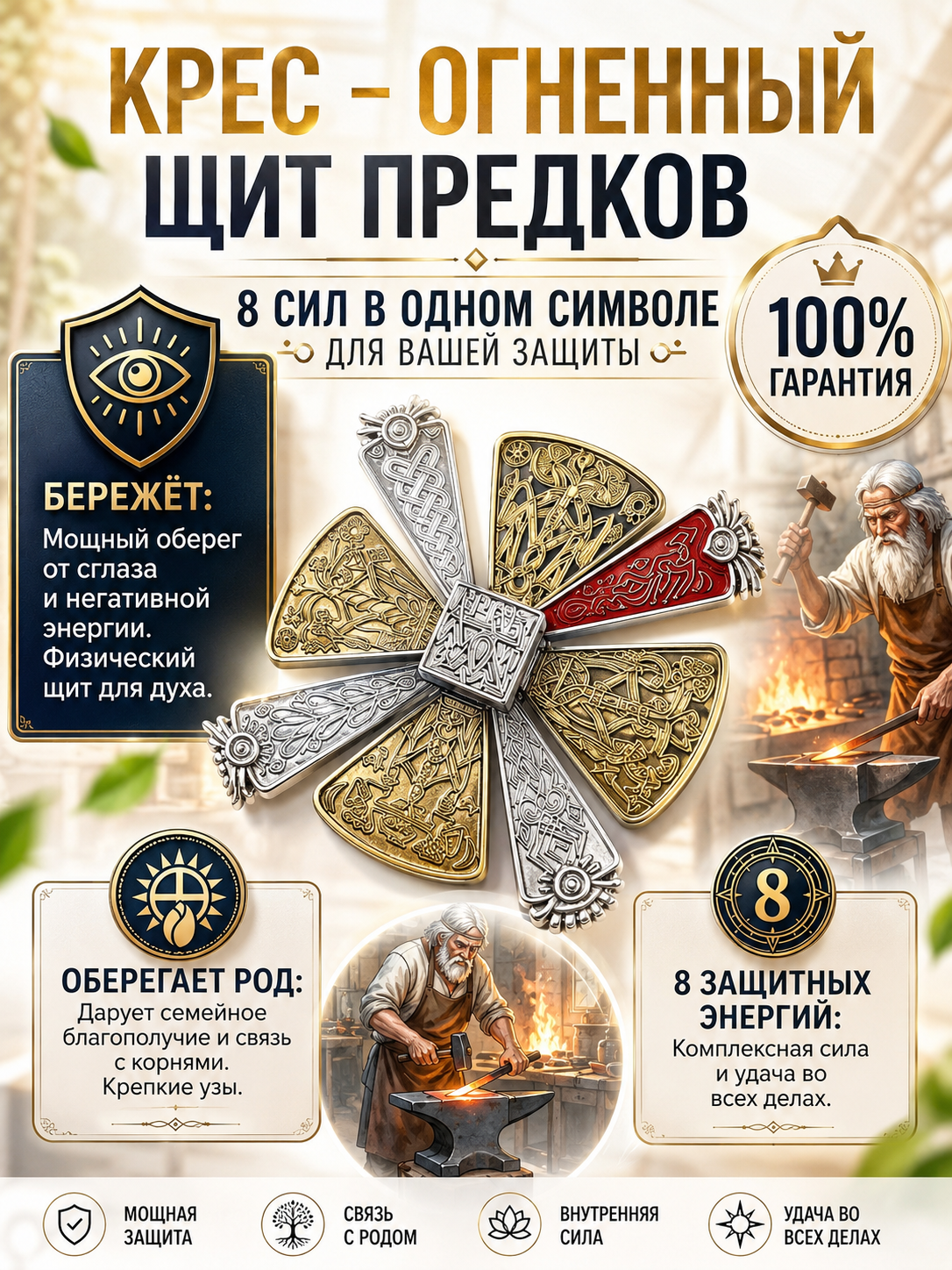 Оберег "Крес", славянский, помогает обрести успех, защиту и здоровье