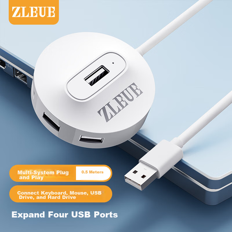 ZLEUE USB 2.0 4-портовый расширительный док-станция для ноутбуков и ПК с портом питания 0.5 м кабель