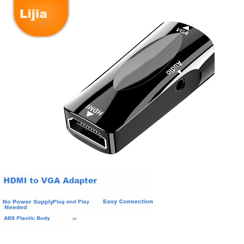 Конвертер HDMI в VGA с аудиовыходом без питания для ноутбука и телевизора Модель：HDMI женский к VGA женский с аудио