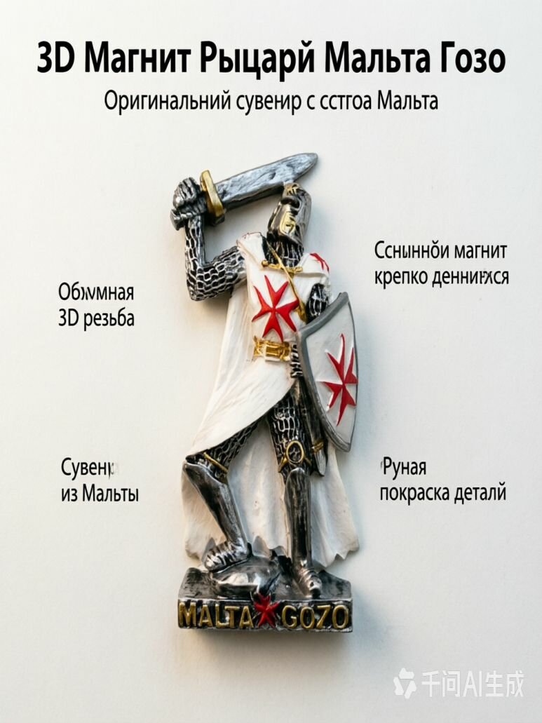 Наклейка на холодильник Рыцарь магнитная наклейка с 3D-рельефом