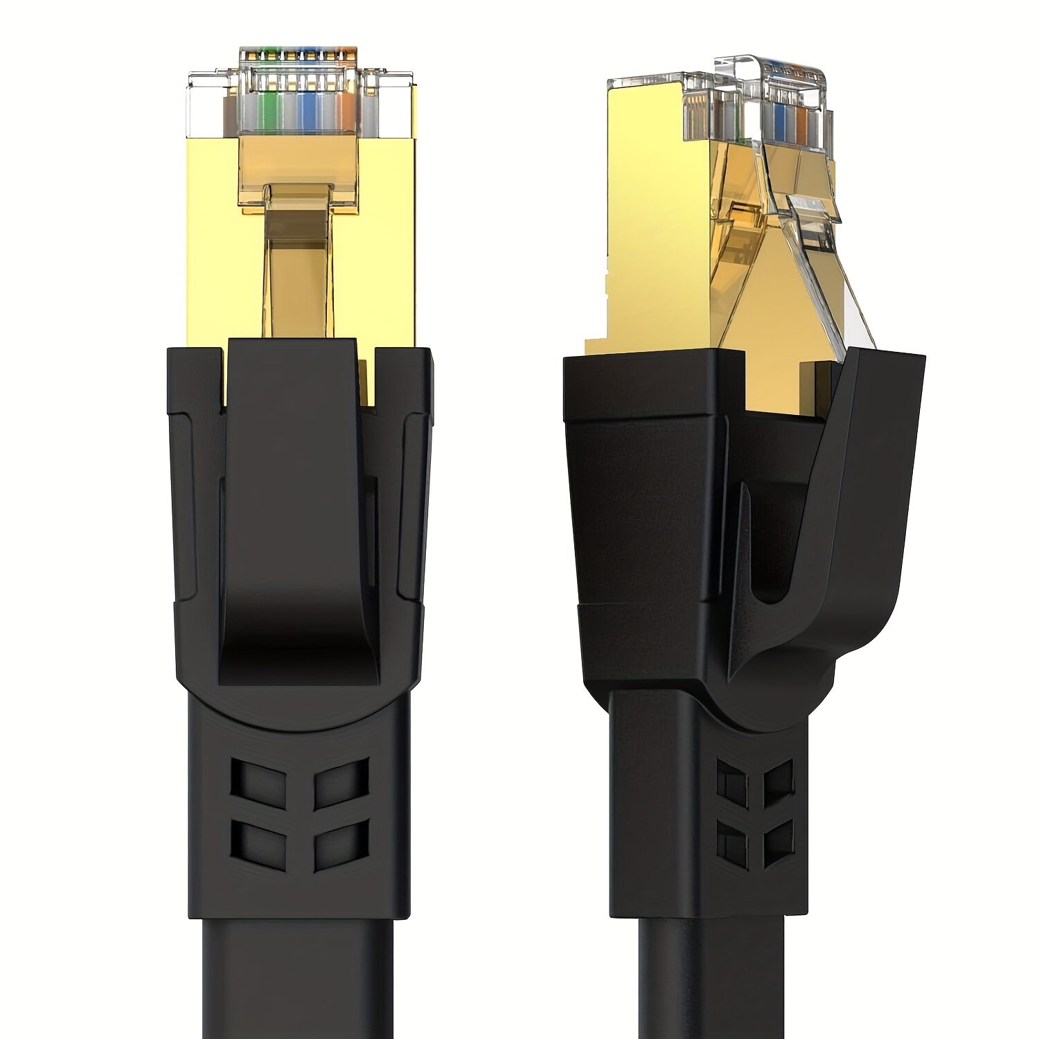 Кабель Ethernet Cat8 плоский экранированный, для улицы и помещения, 40 Гбит/с 2000 МГц, 26AWG, разъем RJ45 с золотым покрытием, для игр, роутера, модема, ПК, PS4, PS5, черный, 2 м