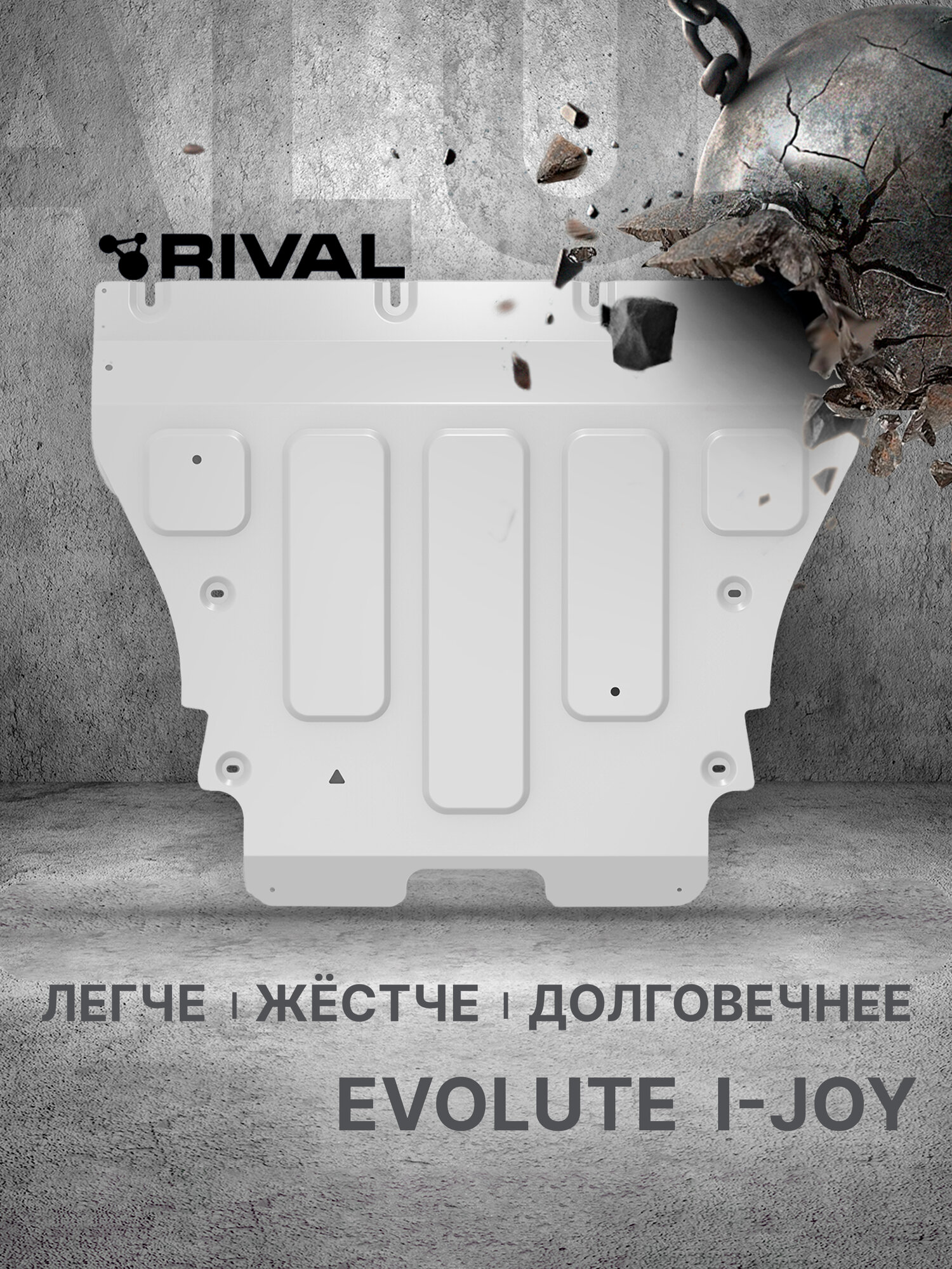 Защита переднего электродвигателя Rival для Evolute i-Joy I рестайлинг 2025 - н. в, сталь, с крепежом, штампованная