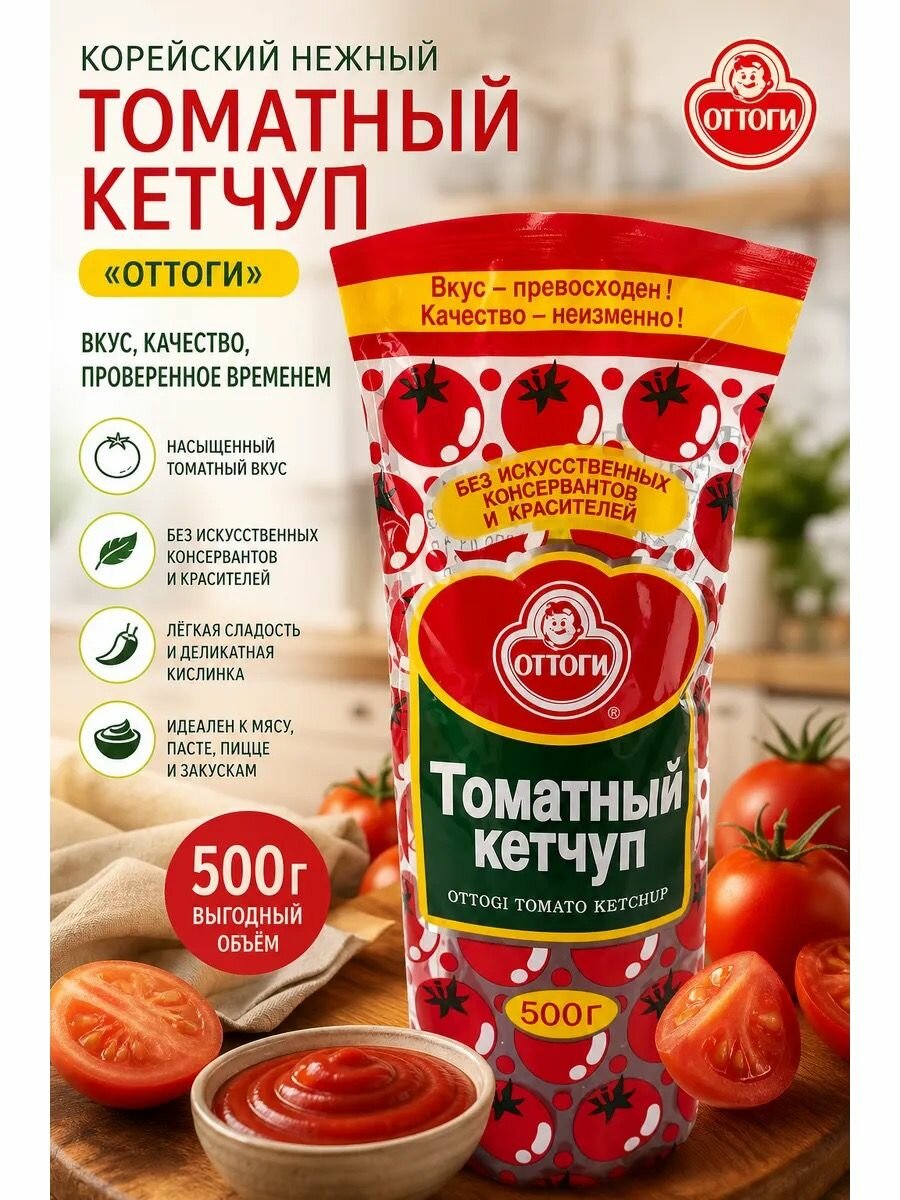 Корейский нежный томатный кетчуп "Оттоги", 500 гр.