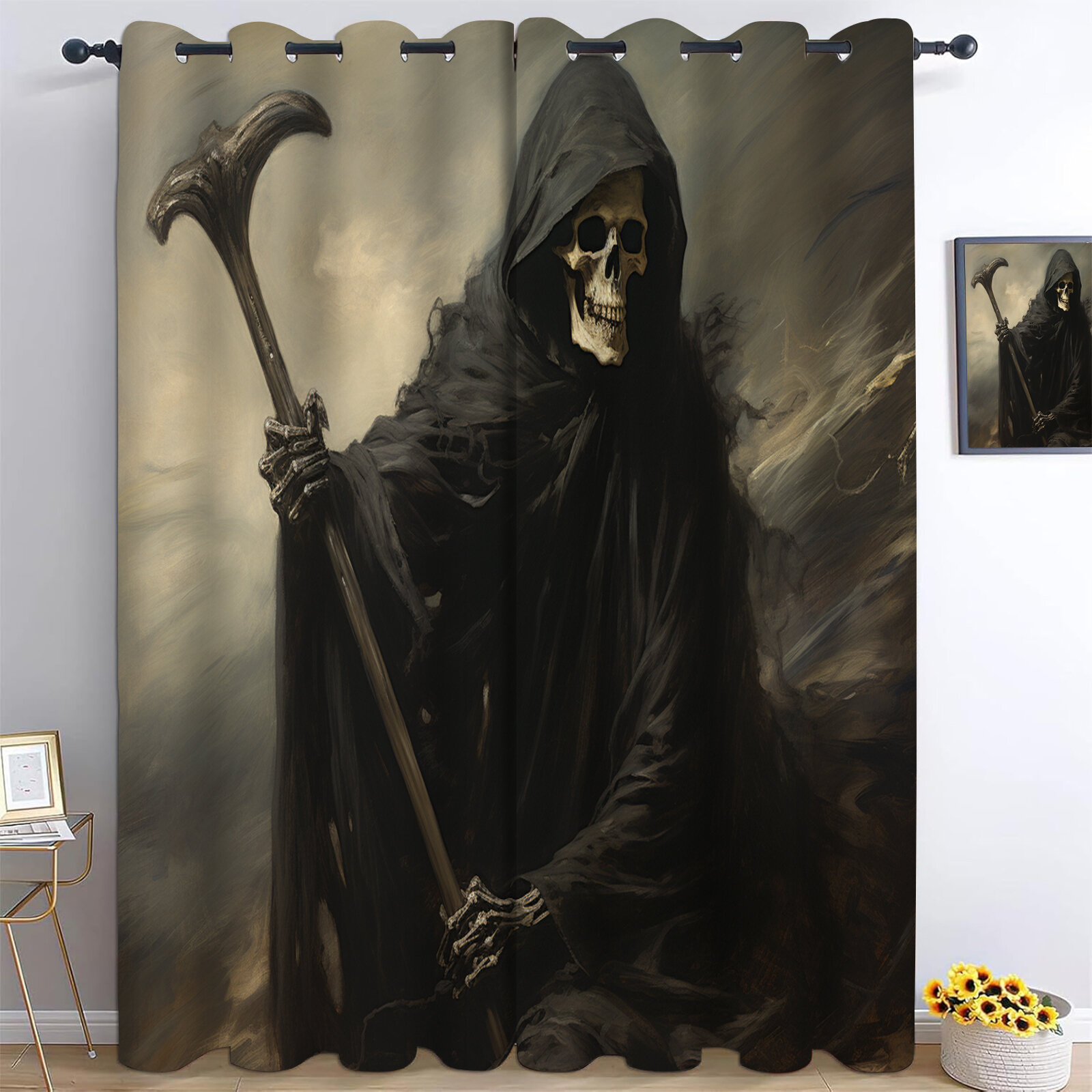 Череп Комплект штор блэкаут на люверсах 2 шт, Готический Ужас 150x260cm в спальню