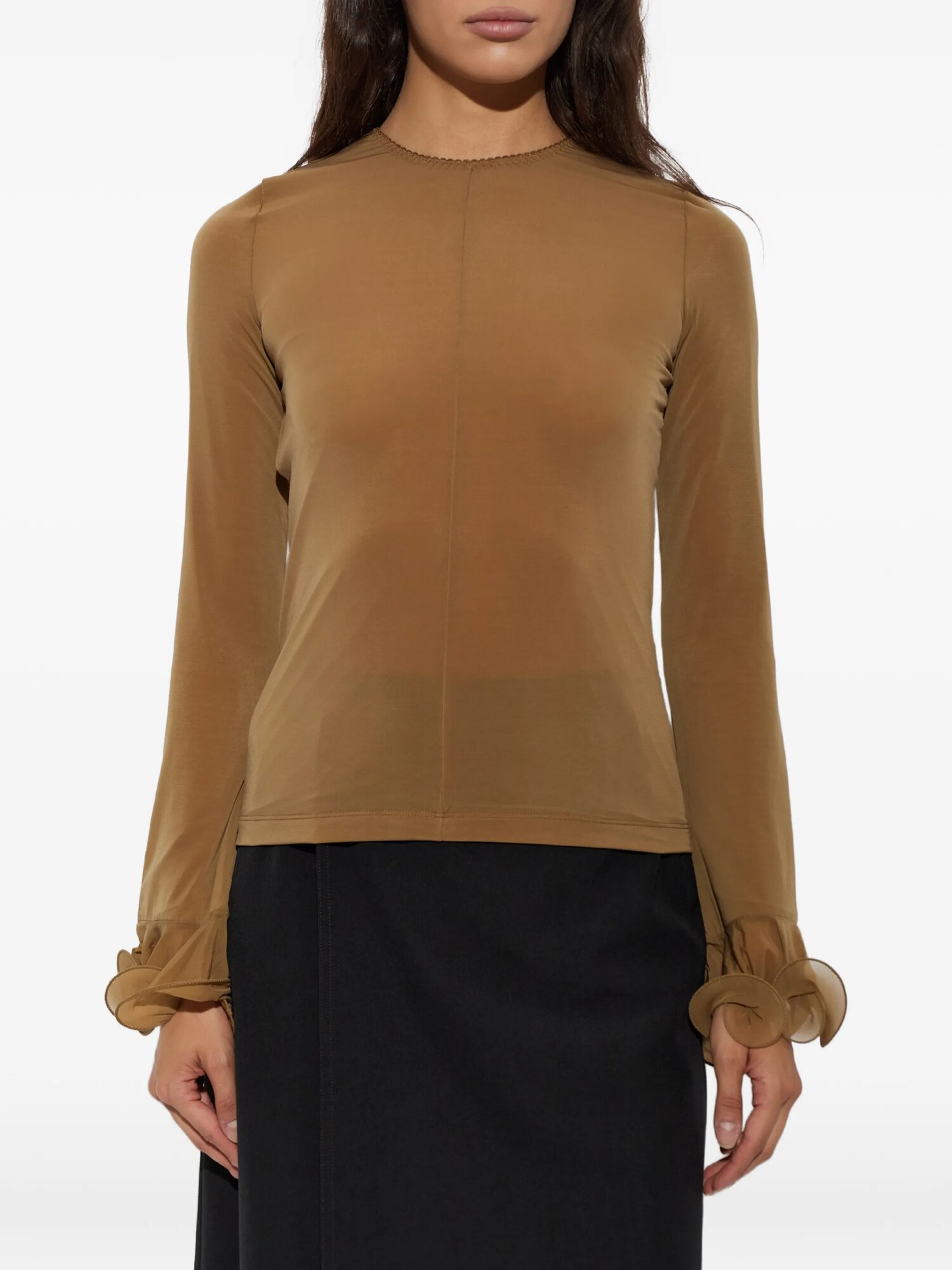 Топ MOSCHINO Ruffled-cuff long-sleeve top, размер 40 — фото 1