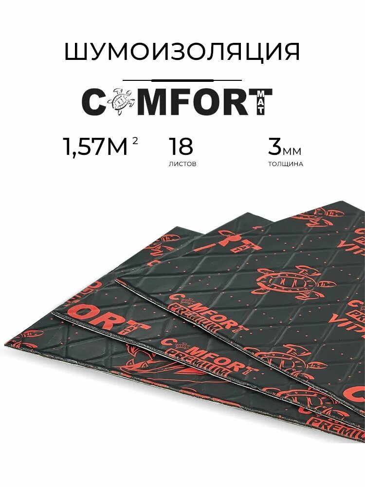 COMFORTMAT VIPER Виброизоляция для автомобиля, толщина 3 мм, 18 листов (250*350)