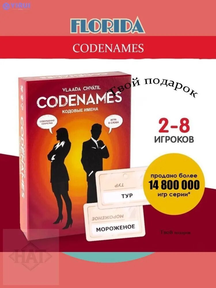 Настольная игра Florida Codenames, для компании, 2-8 игроков, от 14 лет
