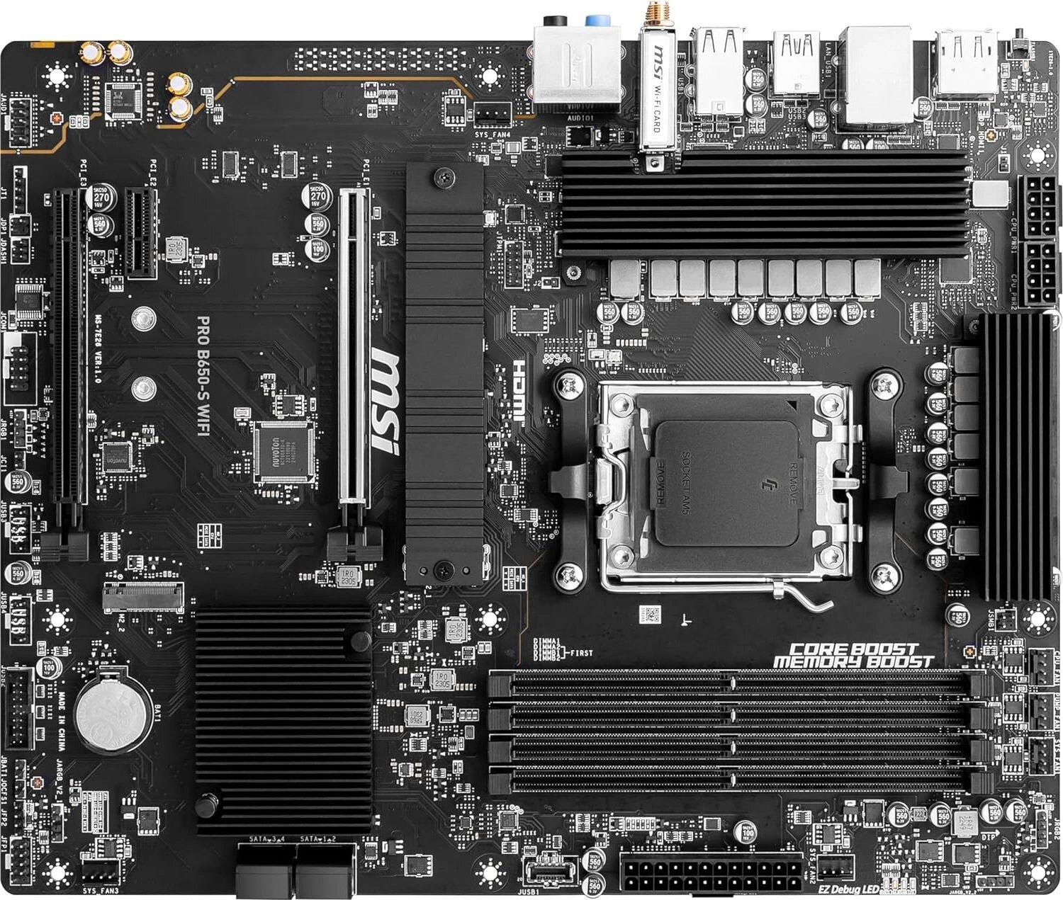 Материнская плата MSI PRO B650-S WIFI Socket AM5 AMD B650 DDR5 ATX AC`97 8ch(7.1) 2.5Gg RAID+HDMI+DP