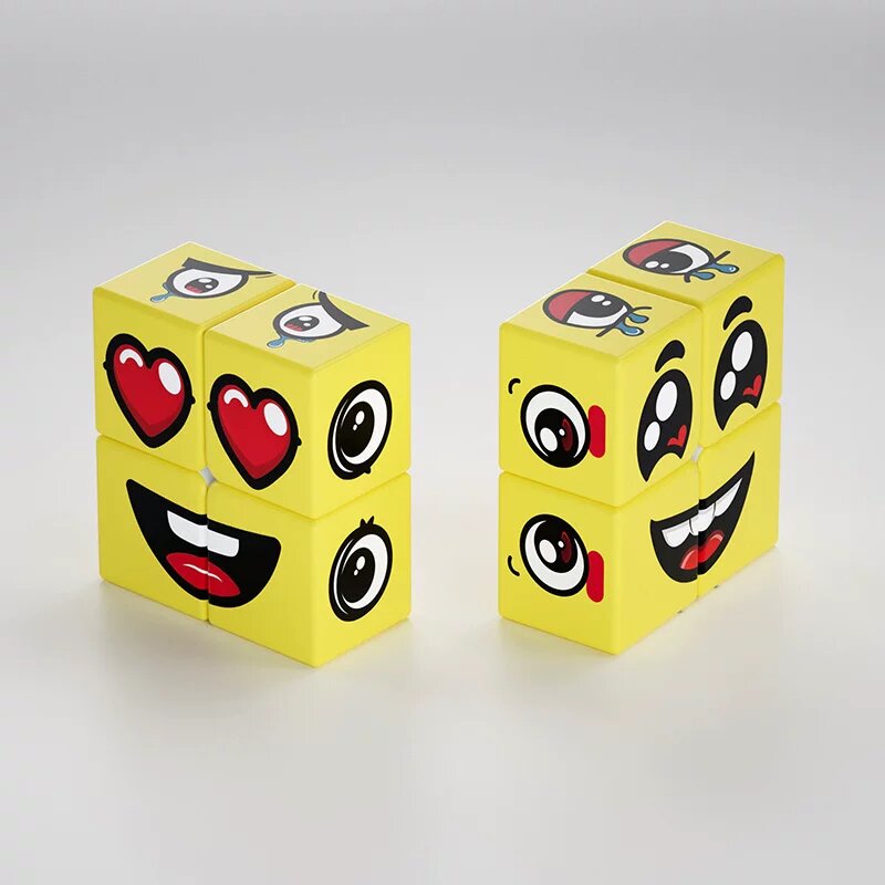Образовательная 2x2 головоломка с улыбающимся лицом для детей 3-6 лет, цвет желтый