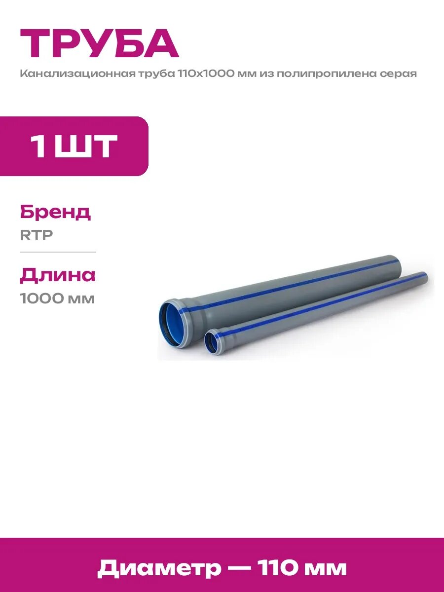 Труба канализационная 110х1000 мм внутренняя пластиковая
