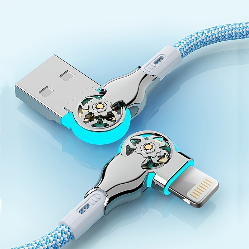 Быстрая зарядка кабель данных USB-A - Type-C / Micro USB / Lightning двойной поворотный изгиб 1 м для iPhone